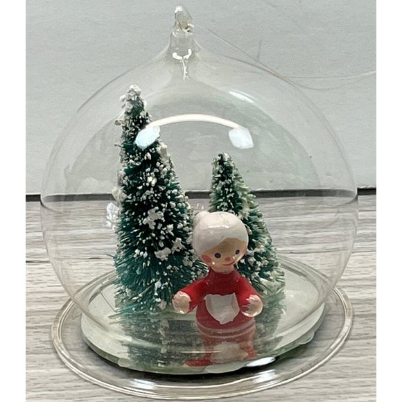 Holiday | Clear Globe Vintage Christmas Ornament Grandma Snow Covered ...